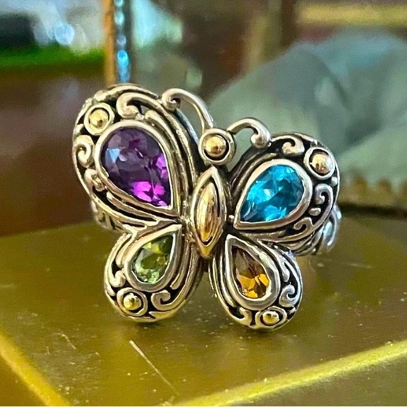 Jewelry | Samuel Benham Bjc Natural Gemstones 925 18k Butterfly Ring ...